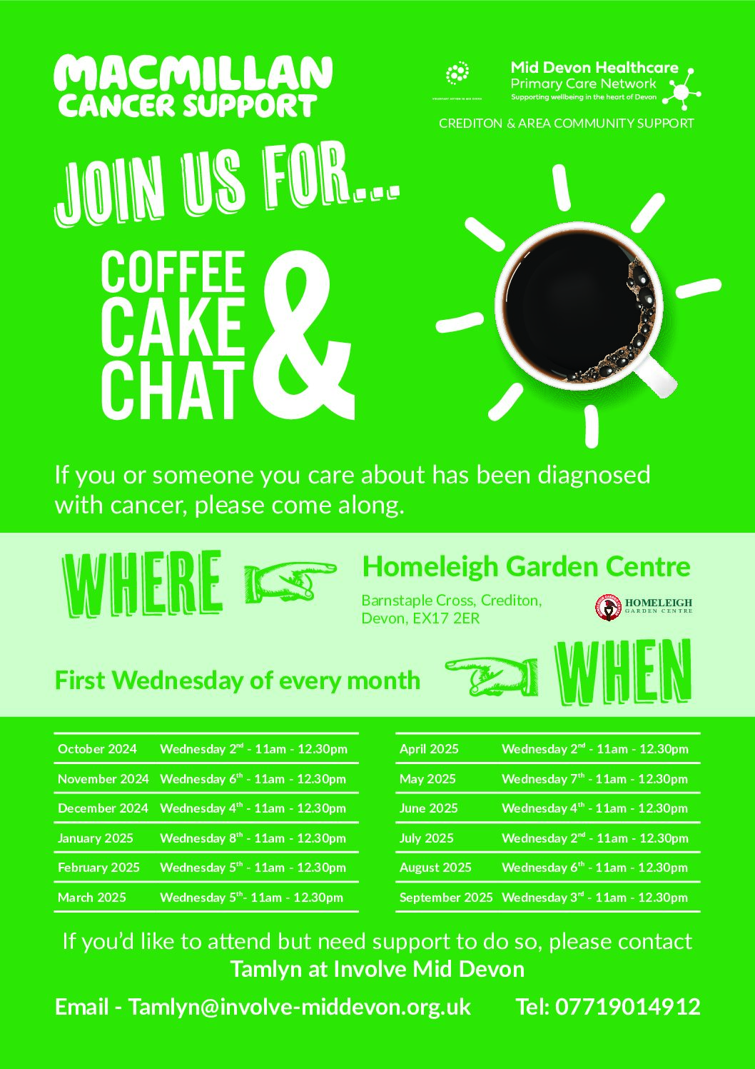 Macmillan COFFEE, CAKE & CHAT • Involve